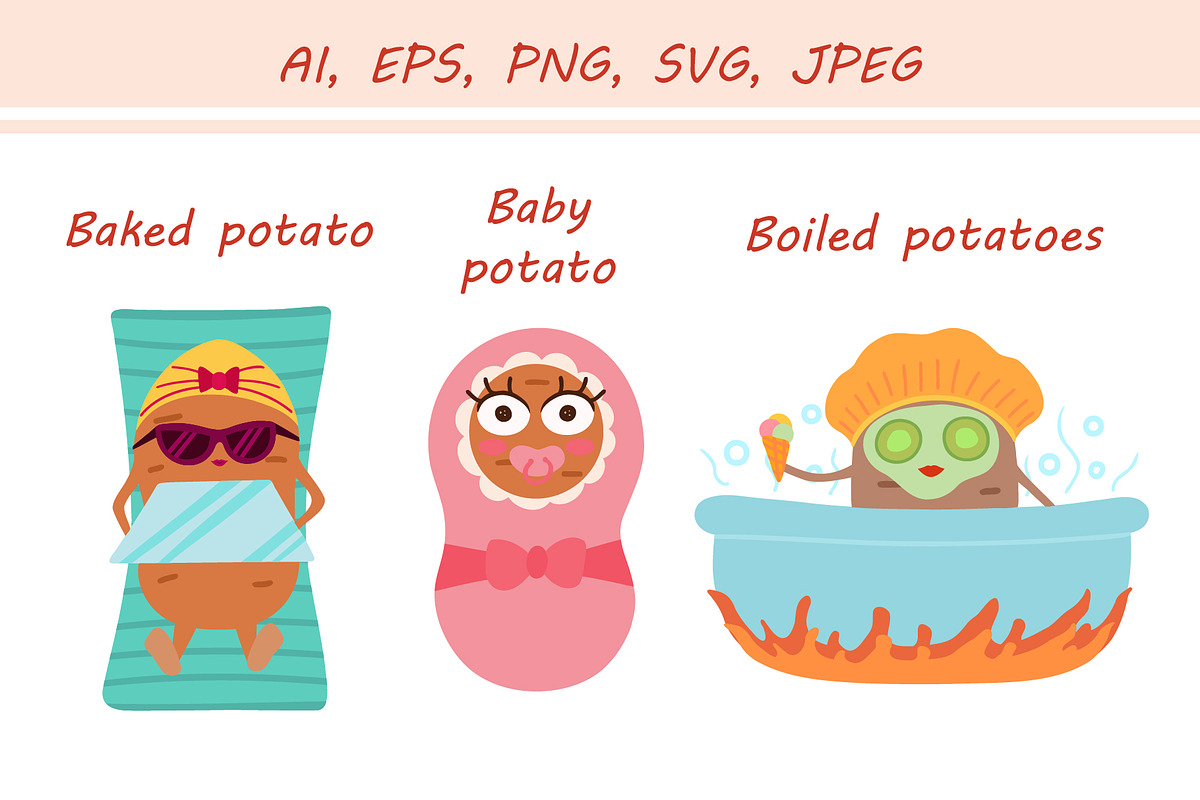 Funny potato characters collection | Creative Market