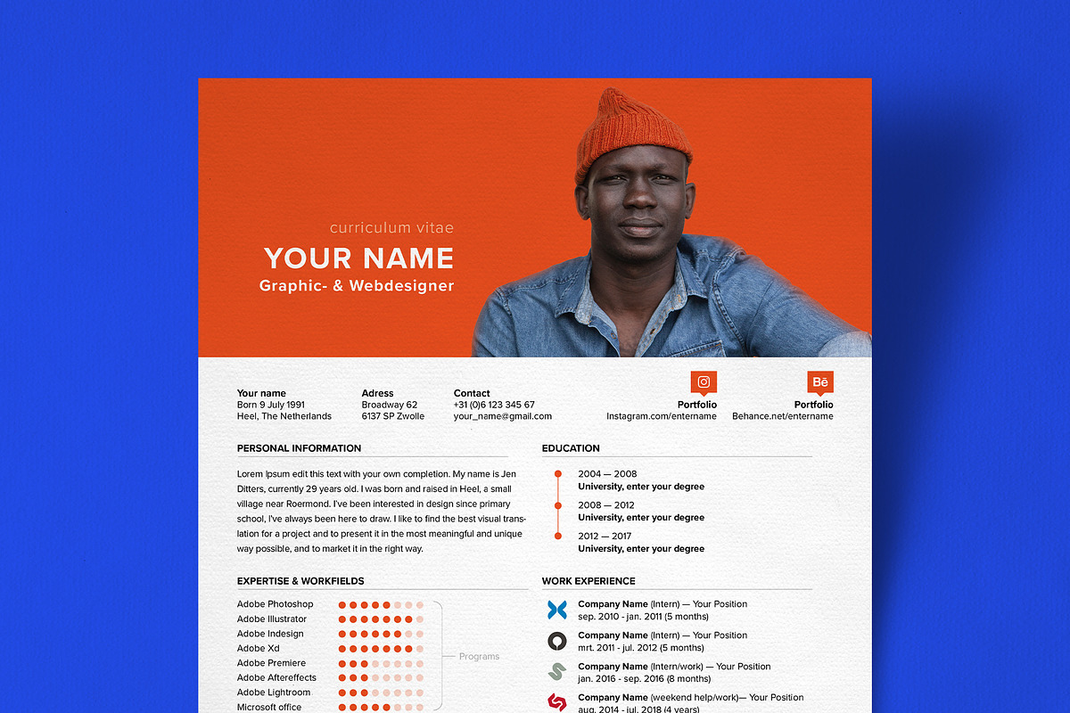 Hip Resume Template / CV with Photo