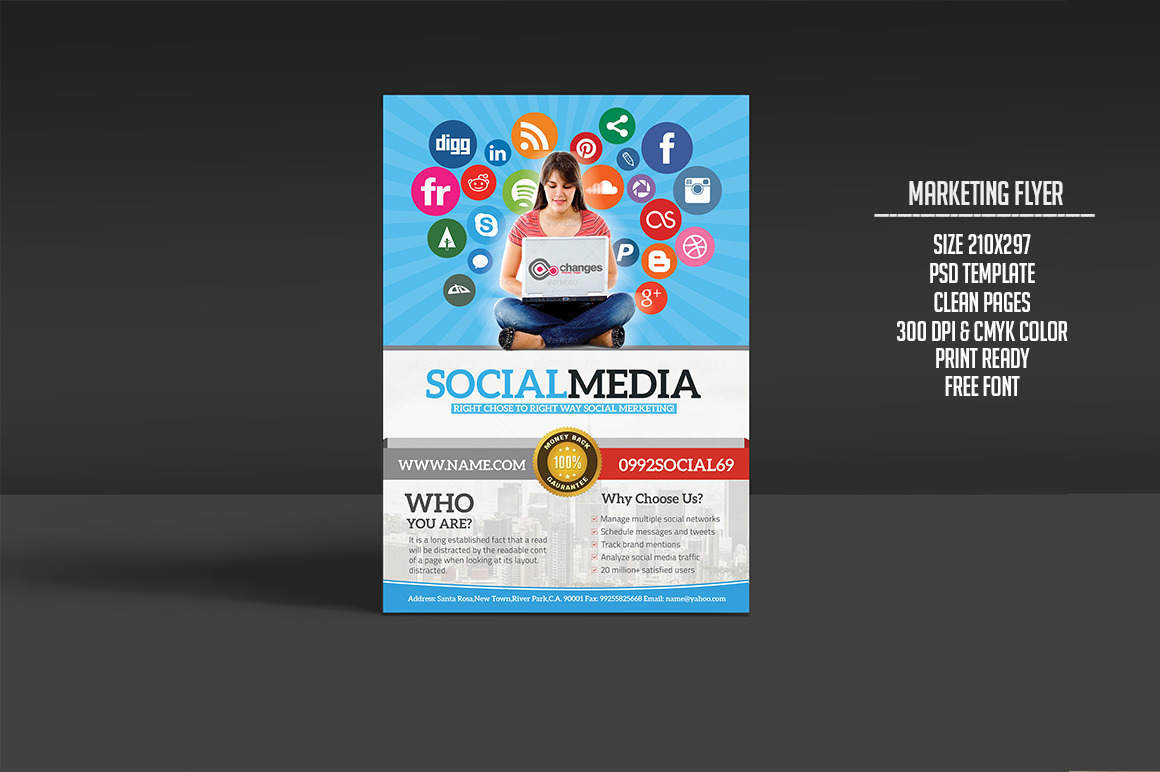 Social Media Marketing Flyer, a Flyer Template by Madhabi Studio ...