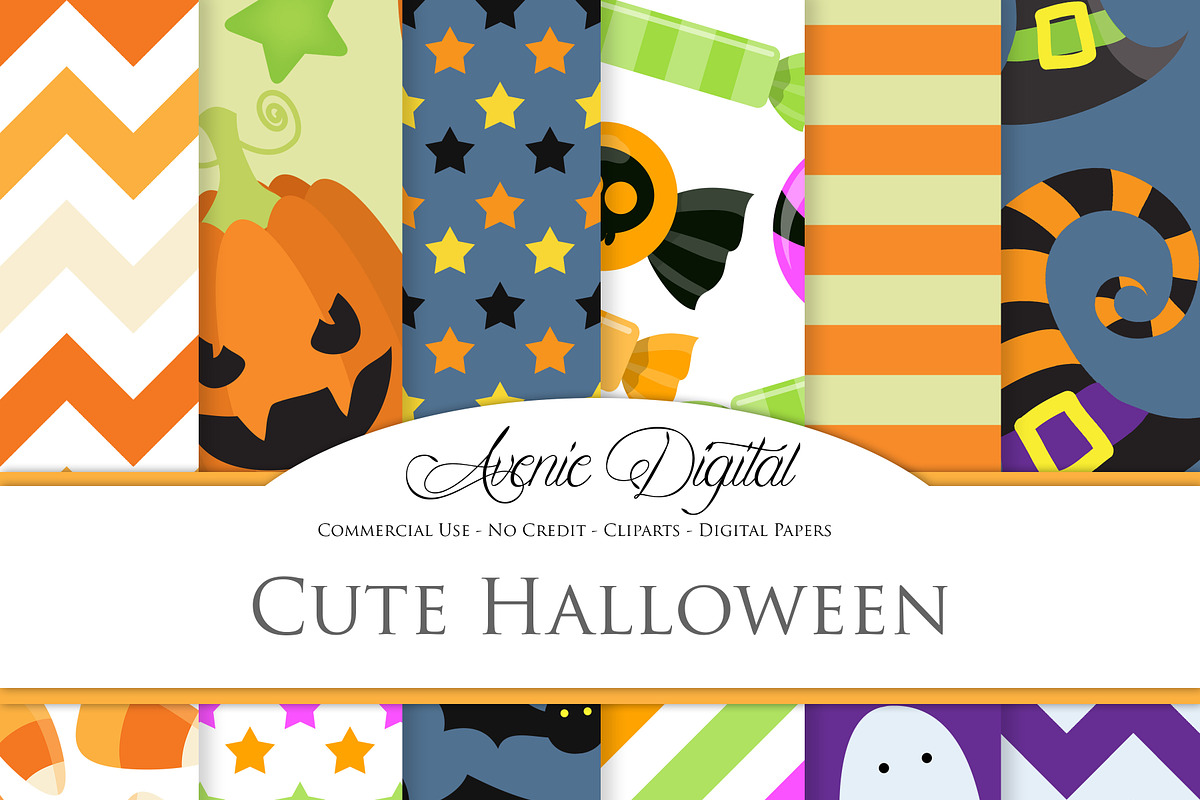 Cute Halloween Digital Paper, a Pattern Graphic by Avenie Digital