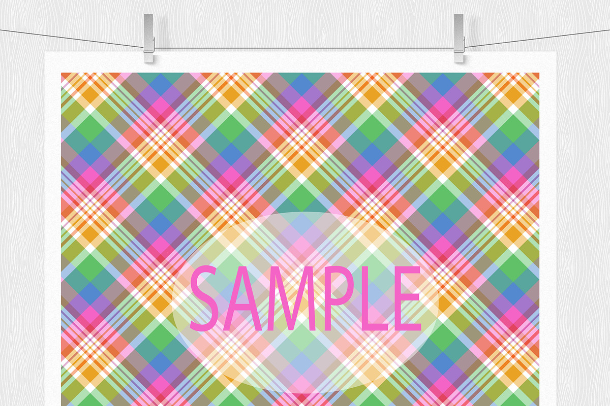 Rainbow Plaid Digital Paper, a Pattern Graphic by Leska's Digitals
