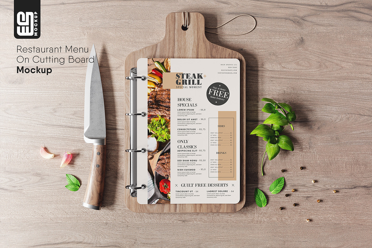 Restaurant Menu On Board Mockup, a Print Template by SD Mockup