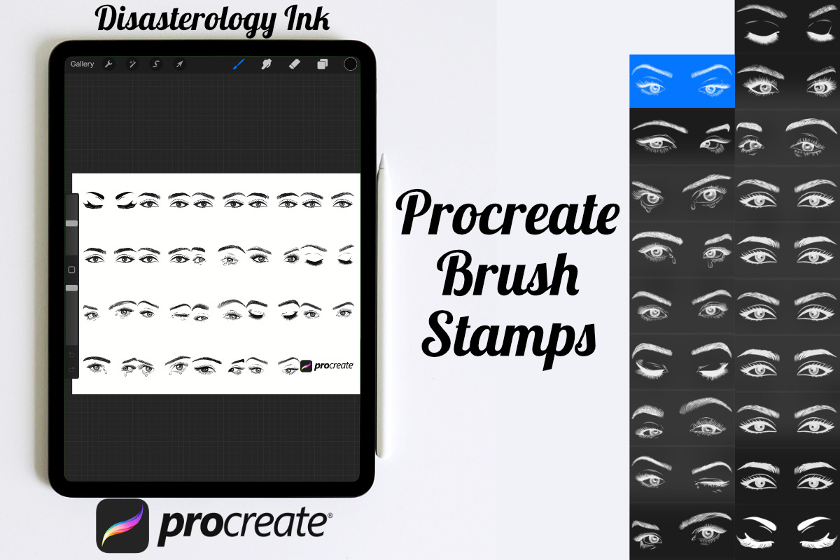 Eyes Set 1 Procreate Brush Stamps, a Brush Add-On by Disasterology Ink