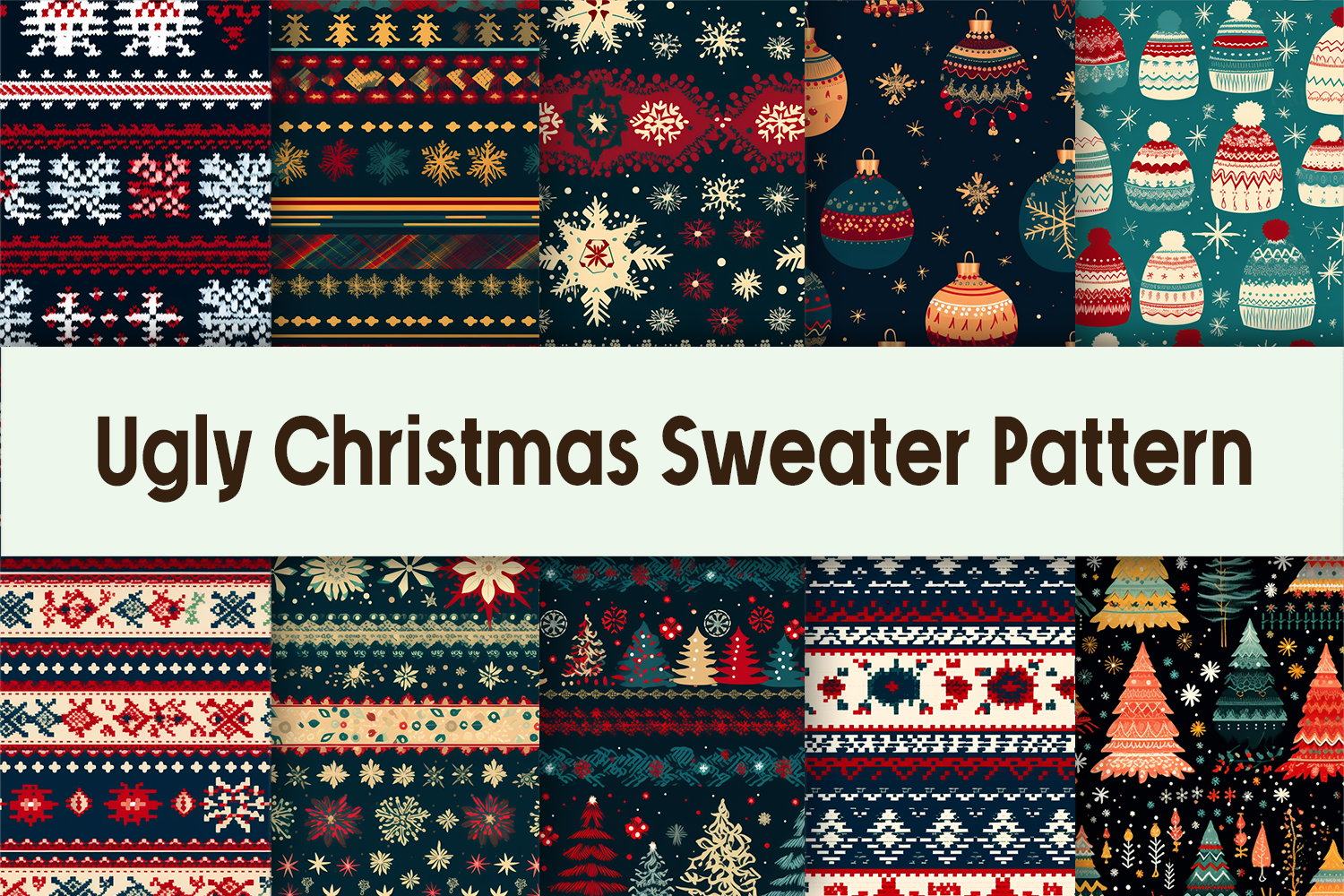 Ugly Christmas Sweater Pattern, a Background Graphic by AdriOP