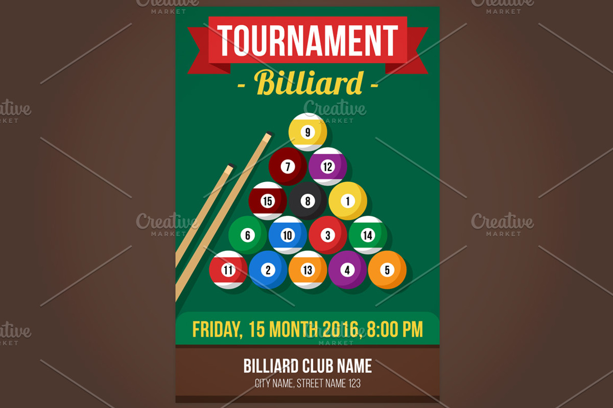 Billiard poster, an Invitation Template by colorcocktail