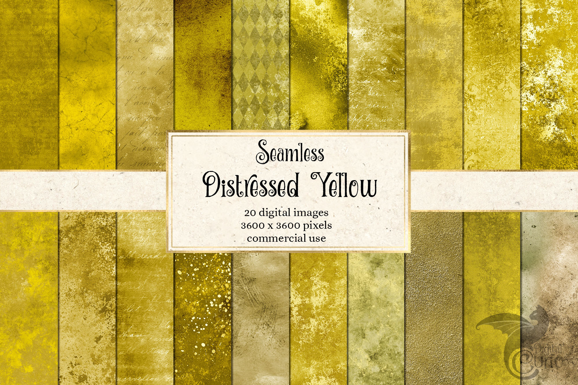 Seamless Distressed Yellow Textures, a Texture Graphic by Digital Curio