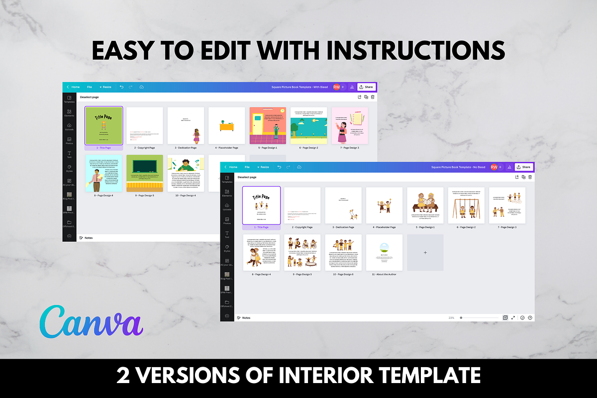 Picture Book Template Kit for Canva, a Magazine Template by Self ...