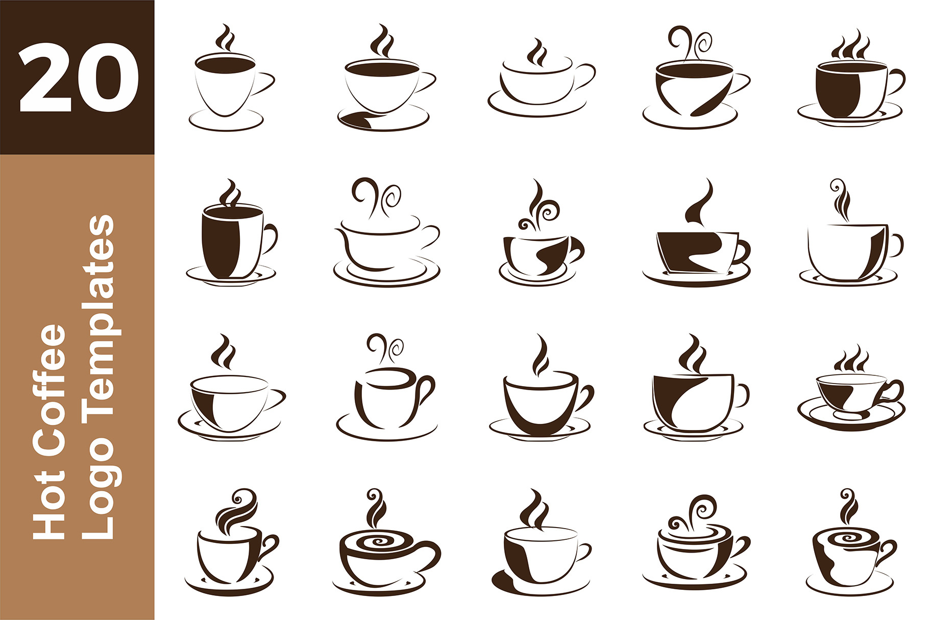 20 Logo Hot Coffee Templates Bundle, a Branding & Logo Template by ...