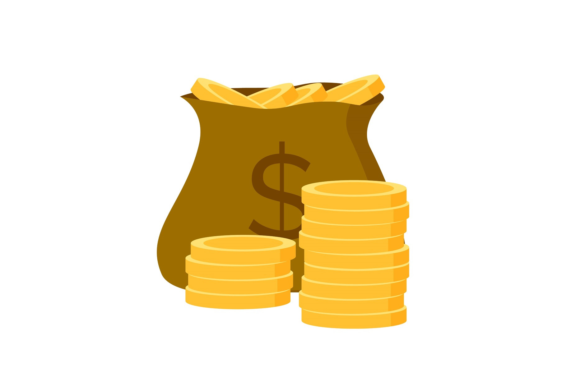 Symbol of Cash, Golden Coins in Bag, a Decorative Illustration by robuart