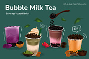 Bubble tea vector set