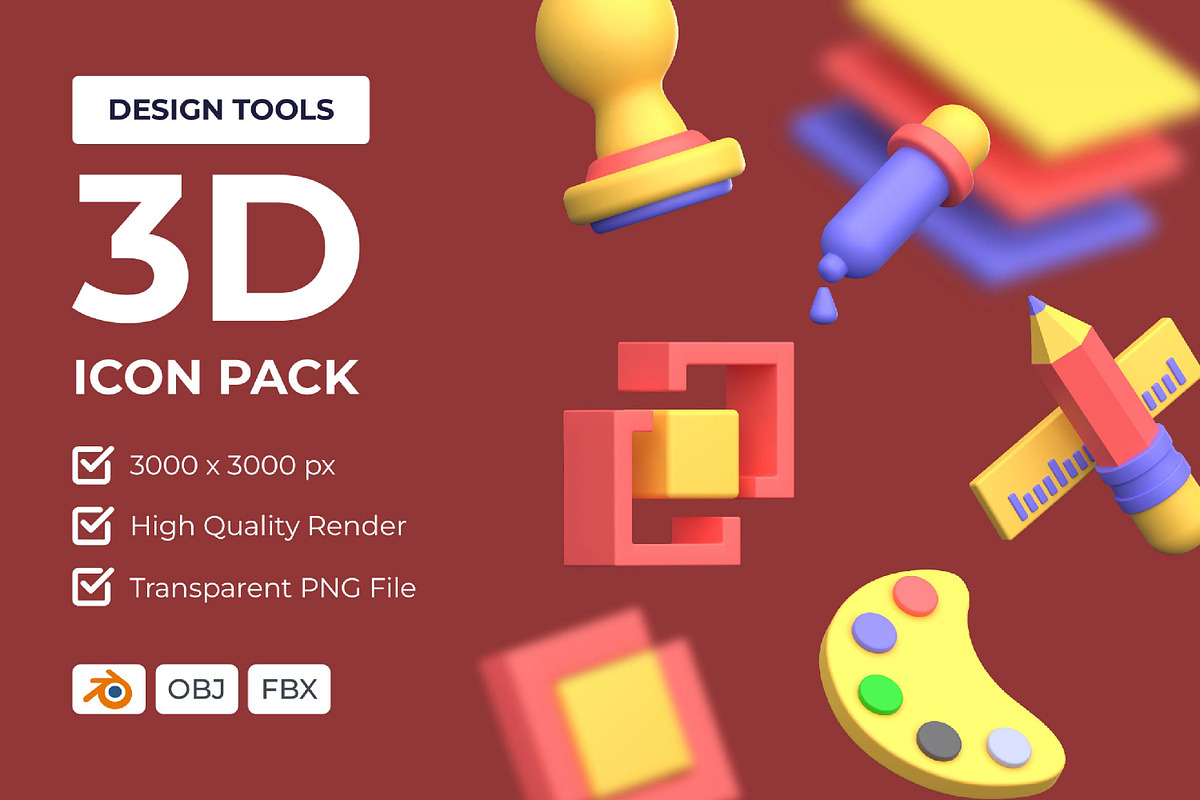 Design Tools 3D Icon Pack, an Object 3D Model by Rishsketch | Creative ...