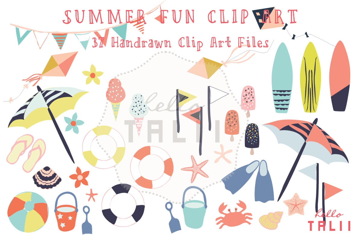 SUMMER FUN CLIP ART, an Illustration by Hello Talii