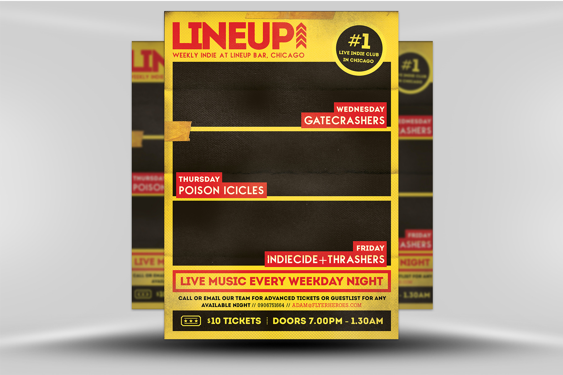 LineUp Indie Poster Template, a Flyer Template by FlyerHeroes