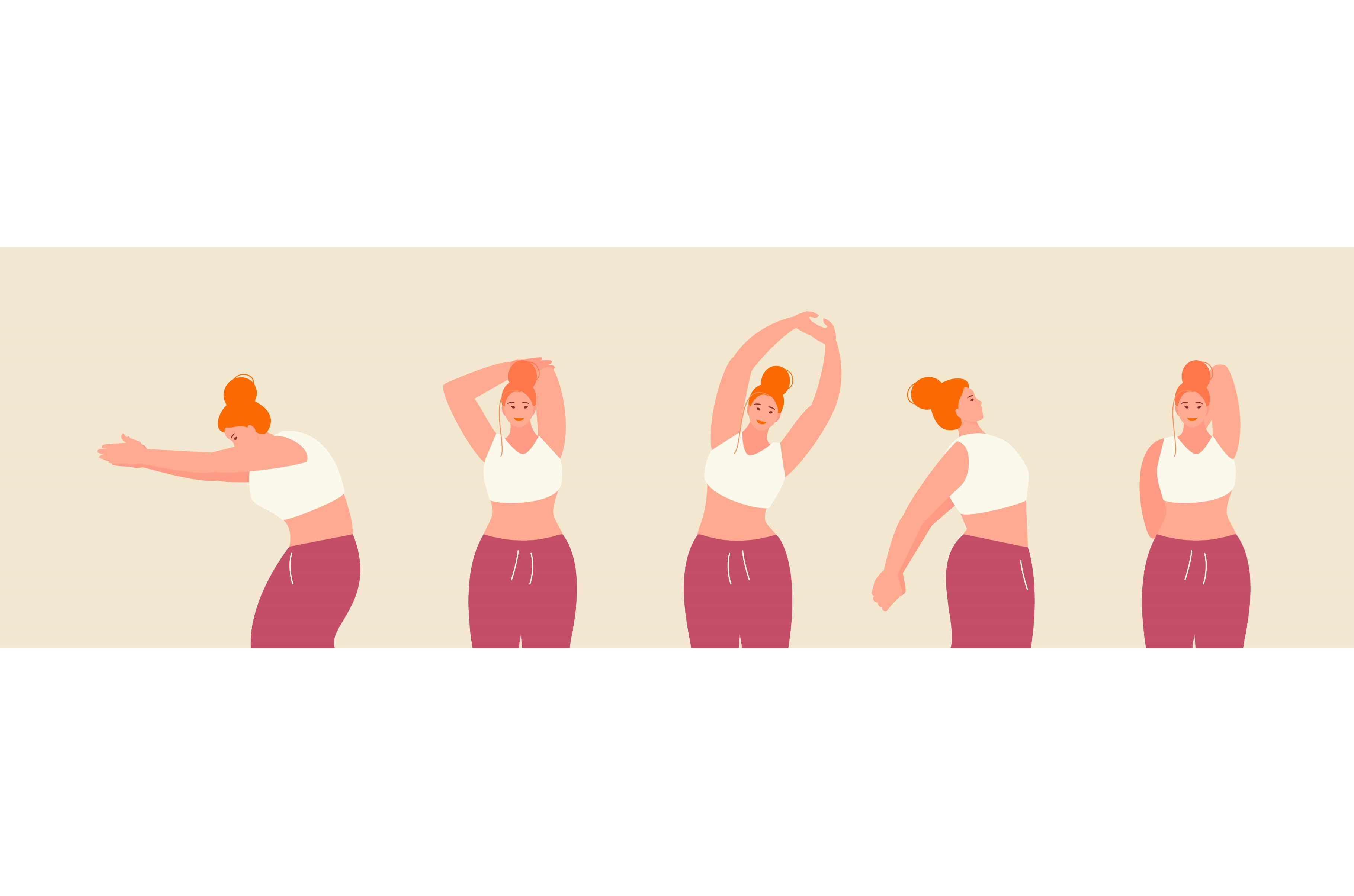 Girl Doing Simple Stretch Exercises, a Healthcare Illustration by ...