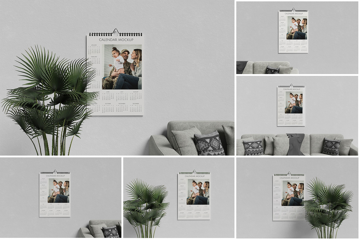 Minimalist Wall Calendar Mockup, a Print Template by Indah