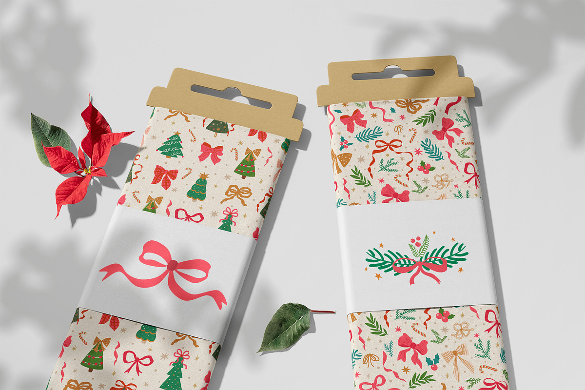 Cute Christmas bows and ribbons patterns