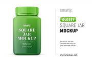 Glossy square jar mockup, a Packaging Mockup by Smarty Mockups