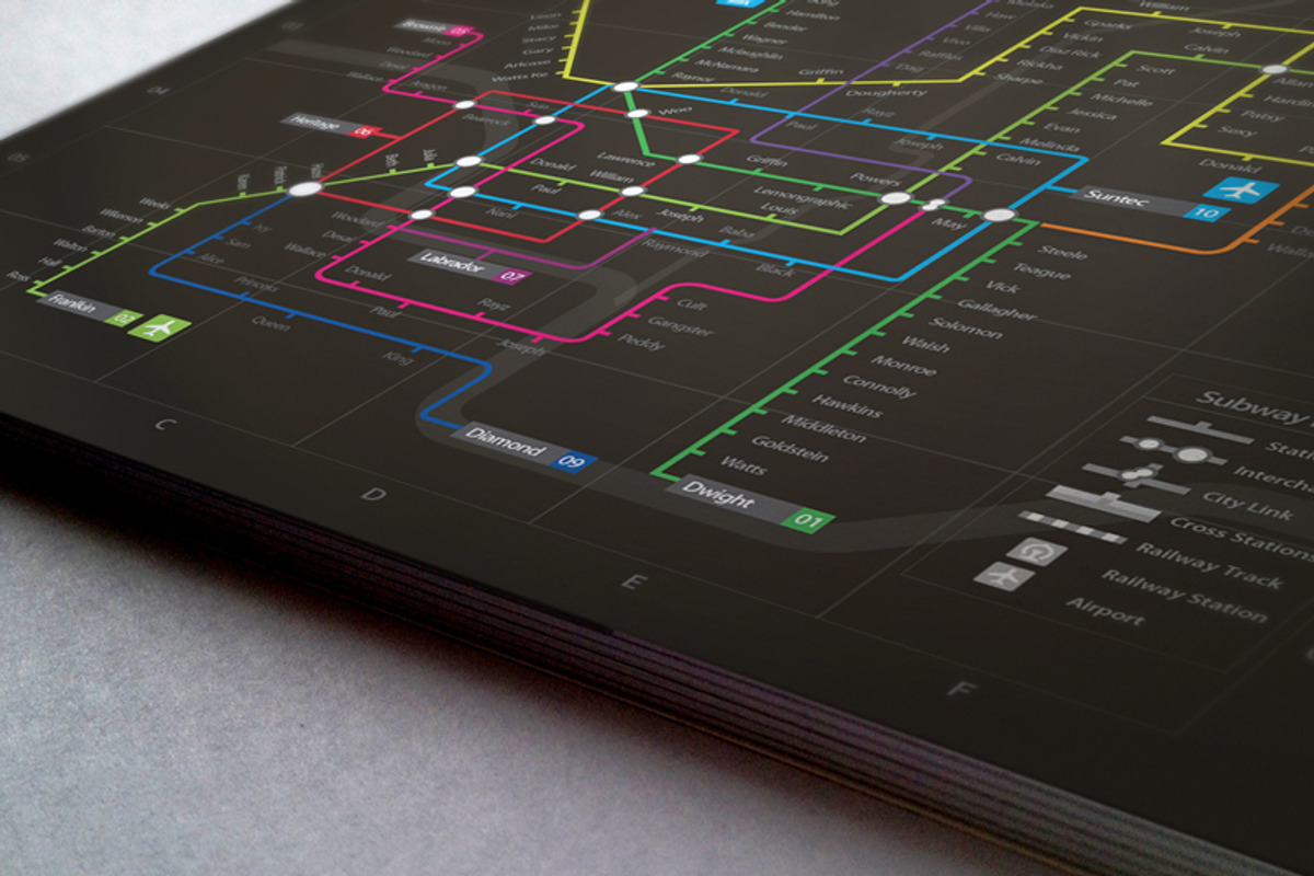 Neon subway map information design, an Illustration by www.lemongraphic ...