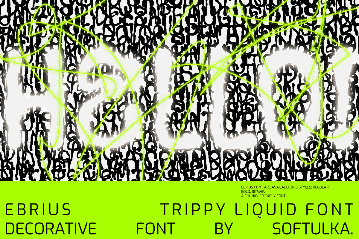 Ebrius Font - Trippy, Bitmap Font, a Font by softulka