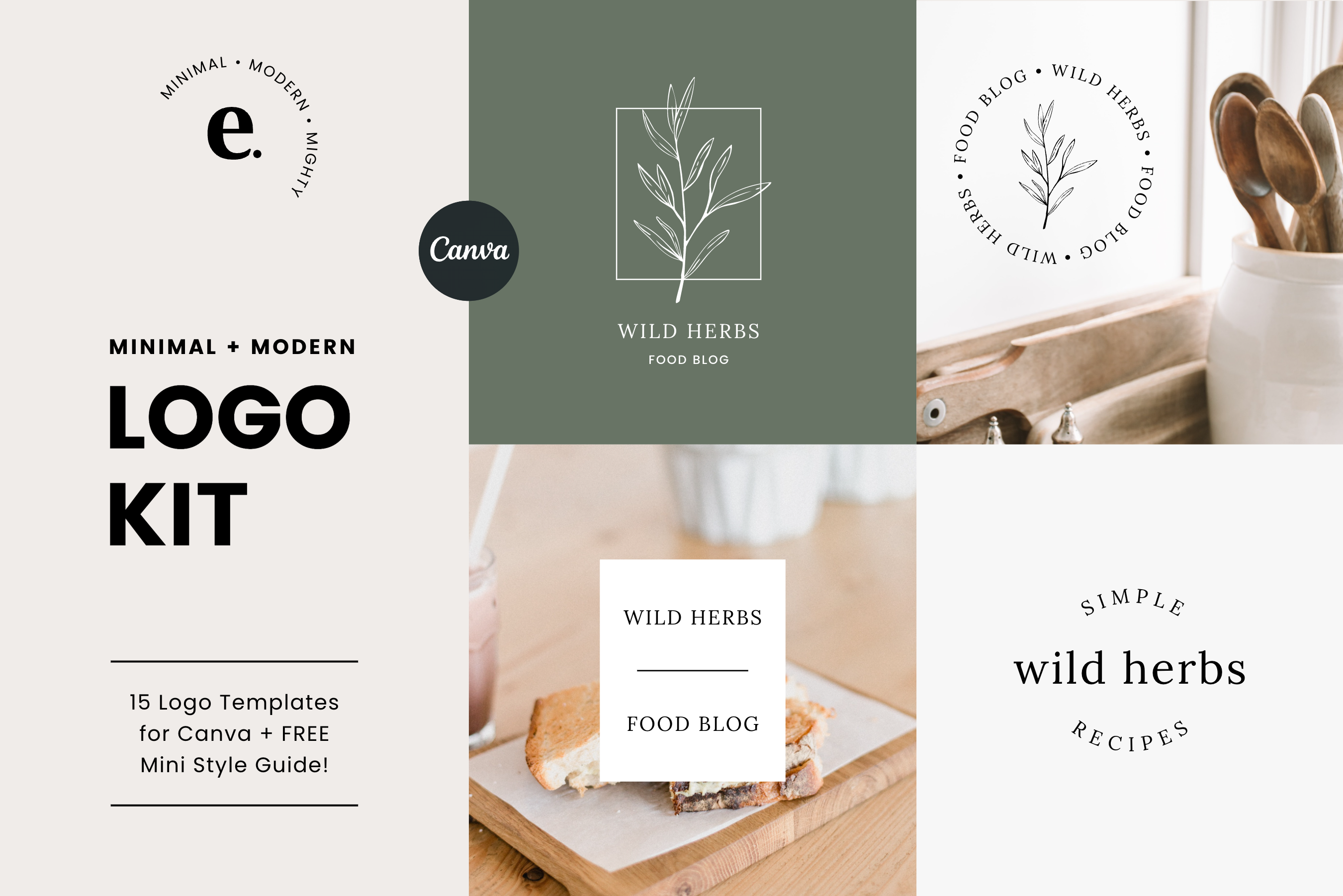 Food Blog Logo Kit for Canva