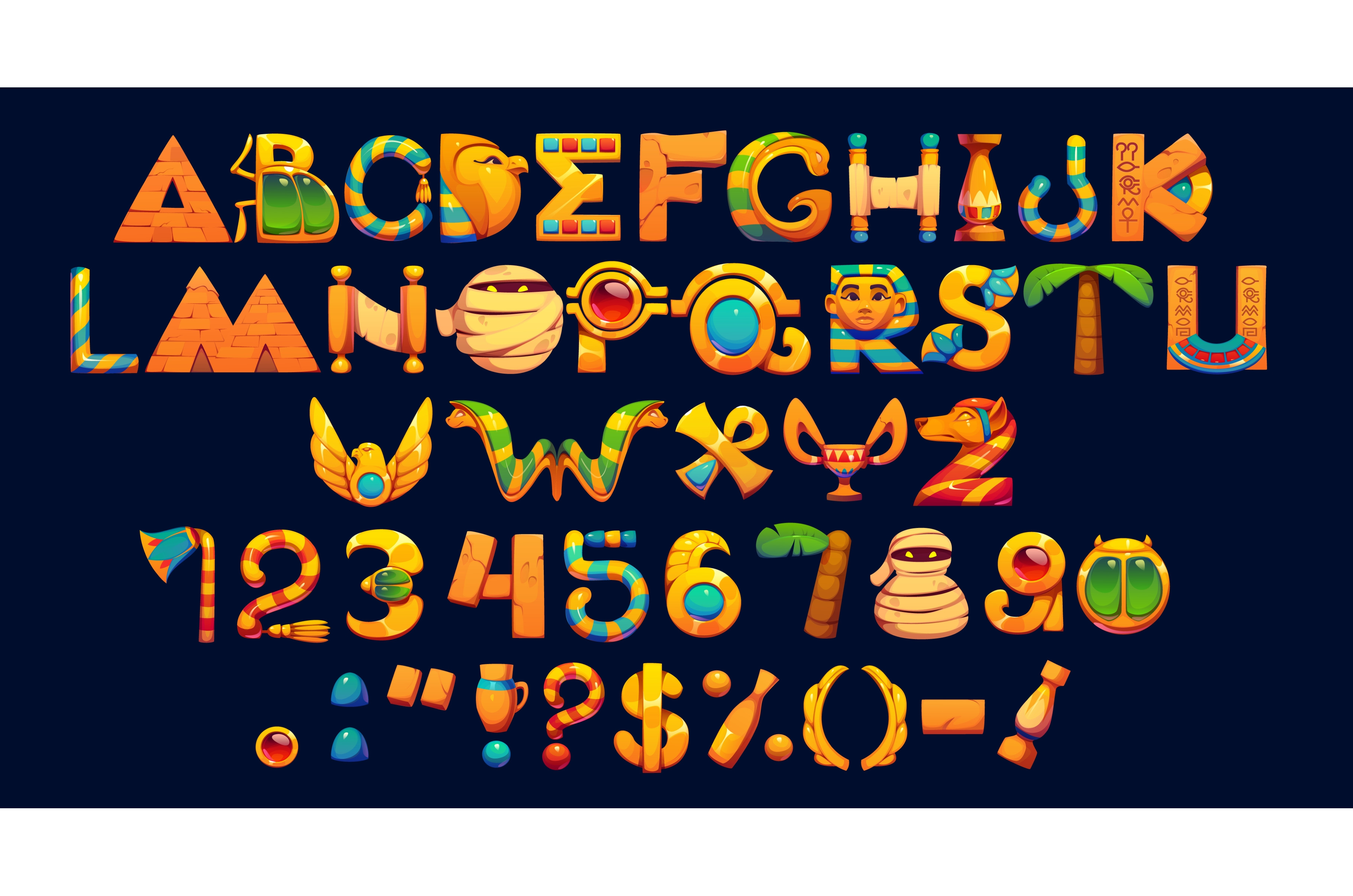 Egyptian font, pharaoh letters, a Decorative Illustration by Vector ...