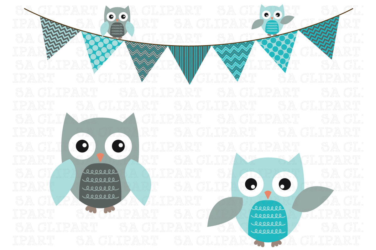 Bunting Owl Banner Clipart, an Illustration by SA ClipArt