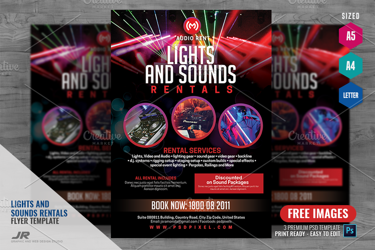 Audio and Lights Rentals Flyer, a Flyer Template by PSDPixel