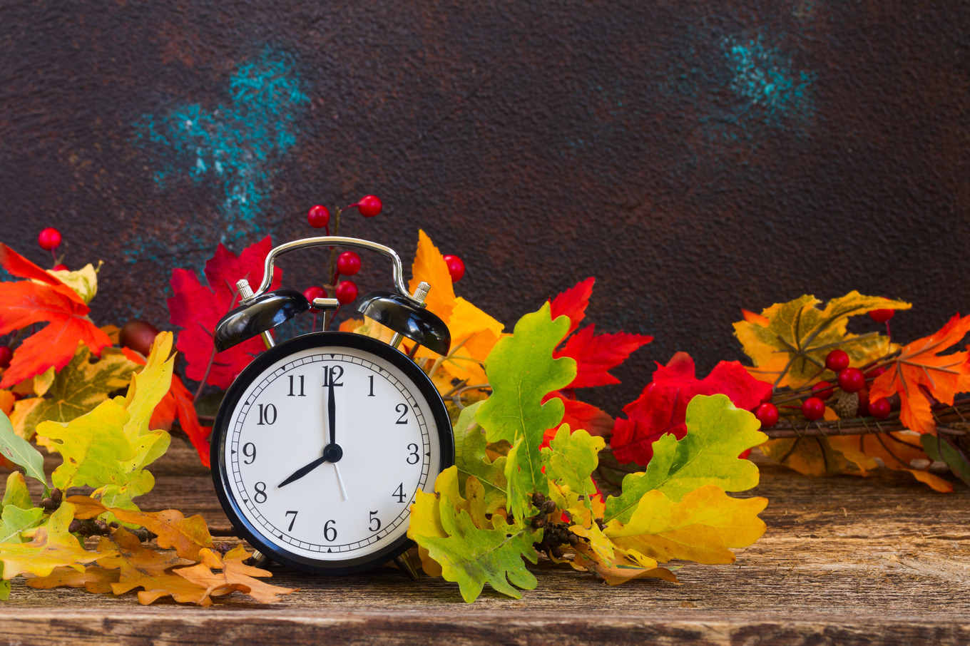 Autumn time fall leaves with clock featuring time, fall, and daylight ...