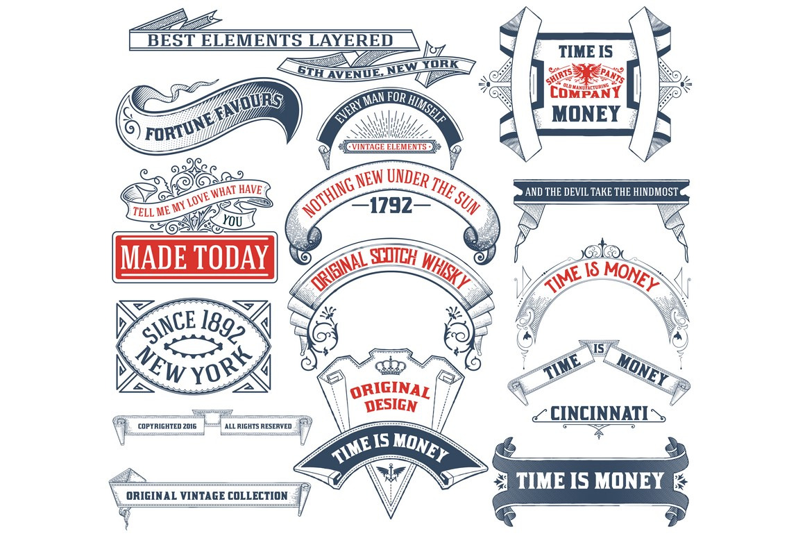 17 Labels and banners., a Decorative Illustration by OneVectorStock