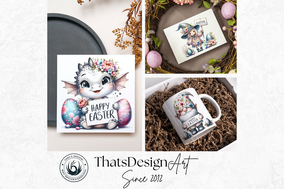 Cute Magic Easter clipart Set, a Seasonal Illustration by ThatsDesign Art