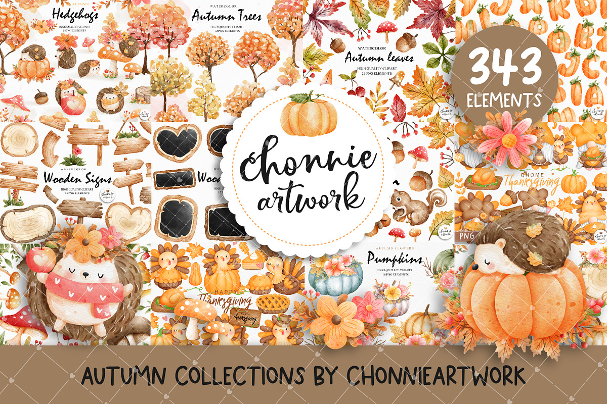 Autumn clipart bundle, fall clipart, a Seasonal Illustration by ...