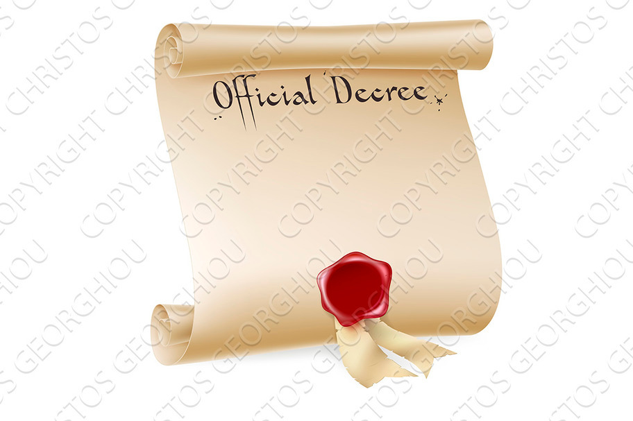 Official Decree Scroll With Red Wax Seal | Illustrations ~ Creative Market