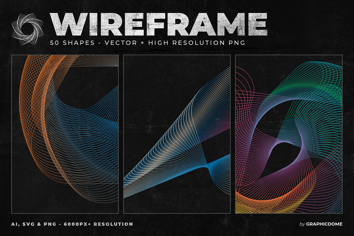 50 Wireframe Vector & PNG Shapes, an Object Graphic by Graphicdome