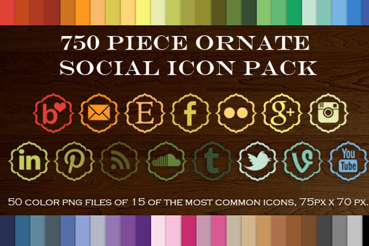 750 Piece Ornate Social Icon Pack, an Icon by The Geekery Store
