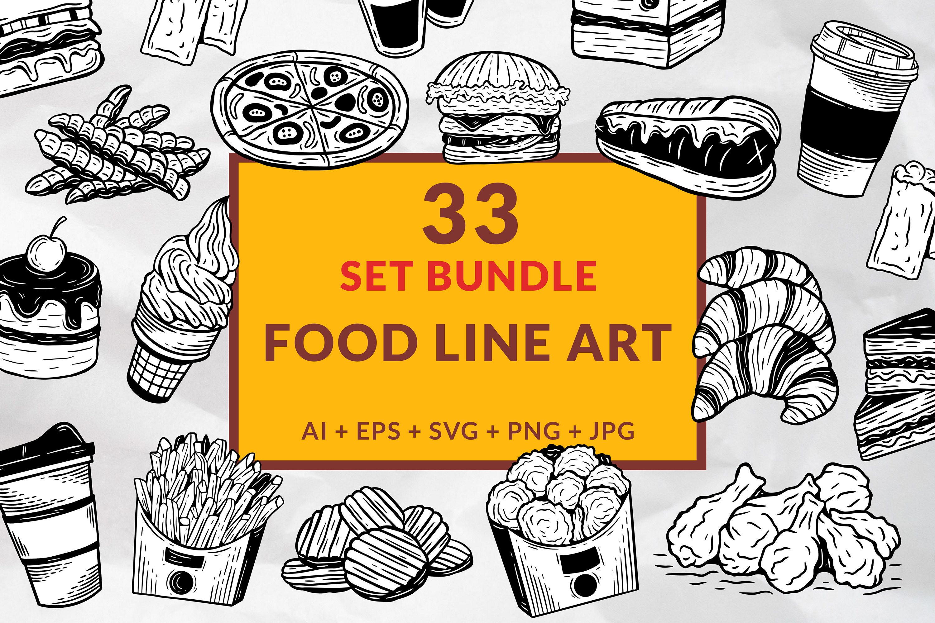 33 Bundle Fast Food Coffee Cake, a Food Illustration by Morspective