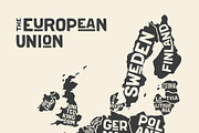 European Union, Europe. Poster map | Illustrations ~ Creative Market