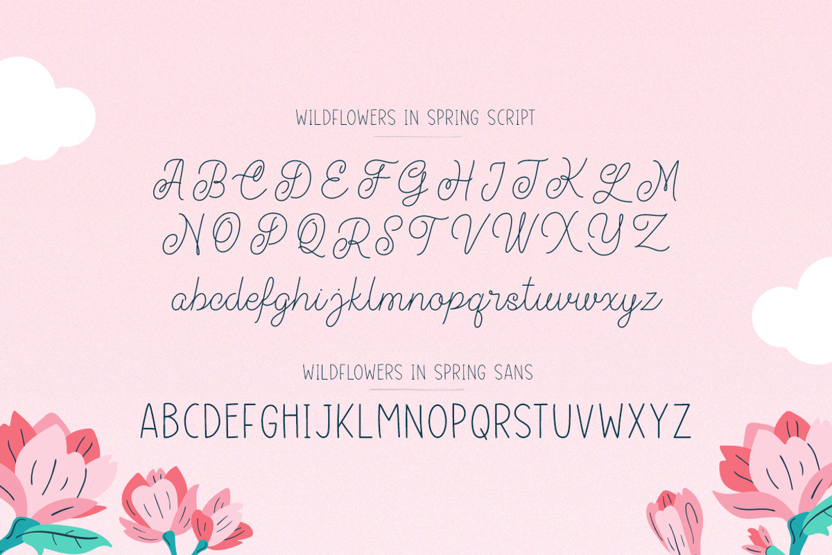 Wildflowers in Spring Font Duo, a Script Font by Salt & Pepper Designs