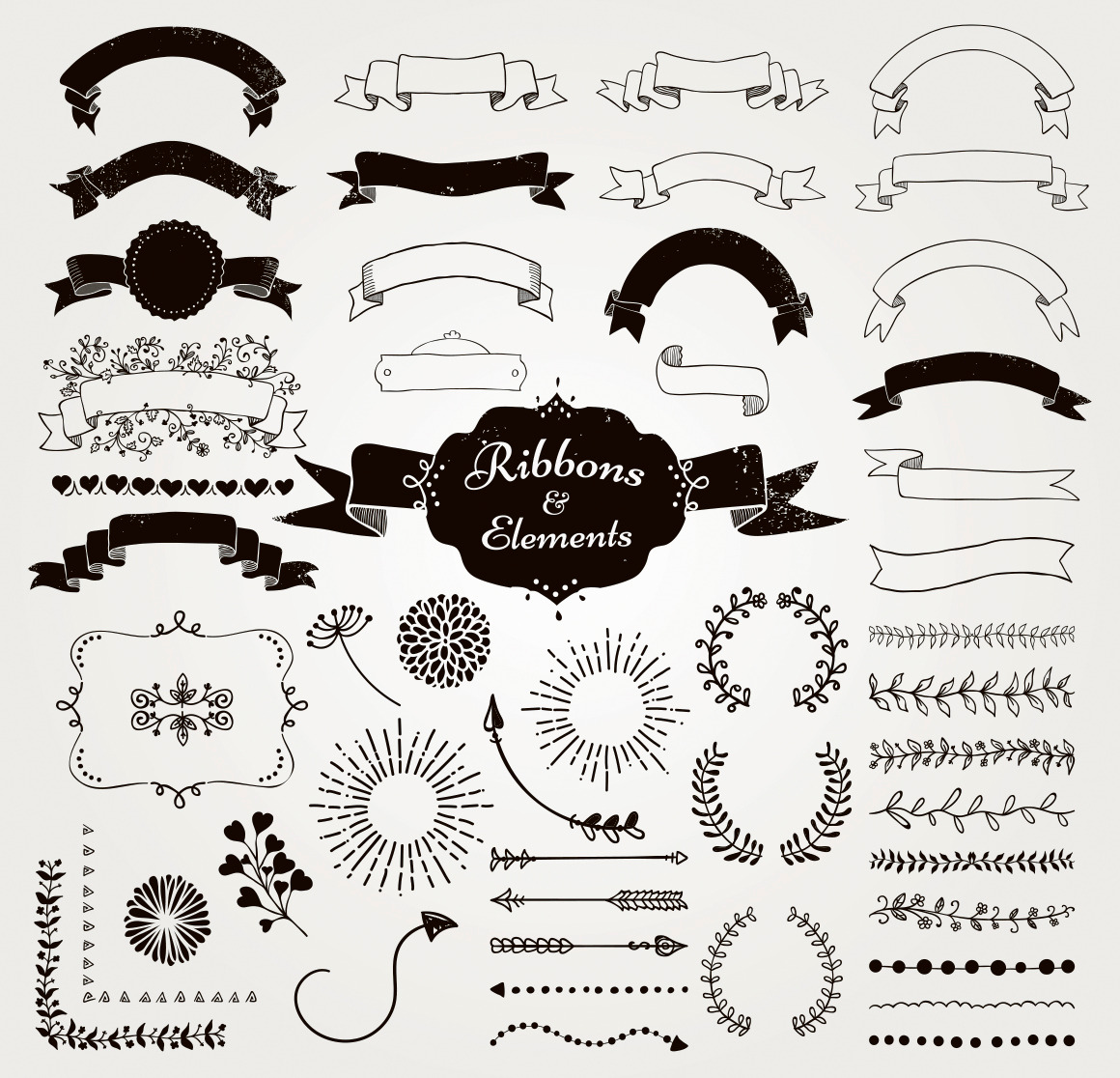 Drawn Ribbons and Design Elements | Graphic Objects ~ Creative Market