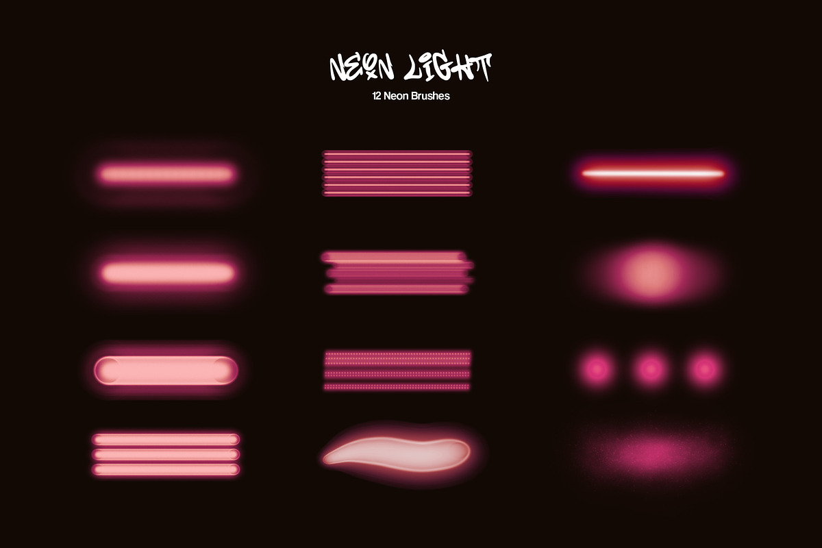 Multi-App Neon Light Brushes, a Brush Add-On by pixelbuddha.net