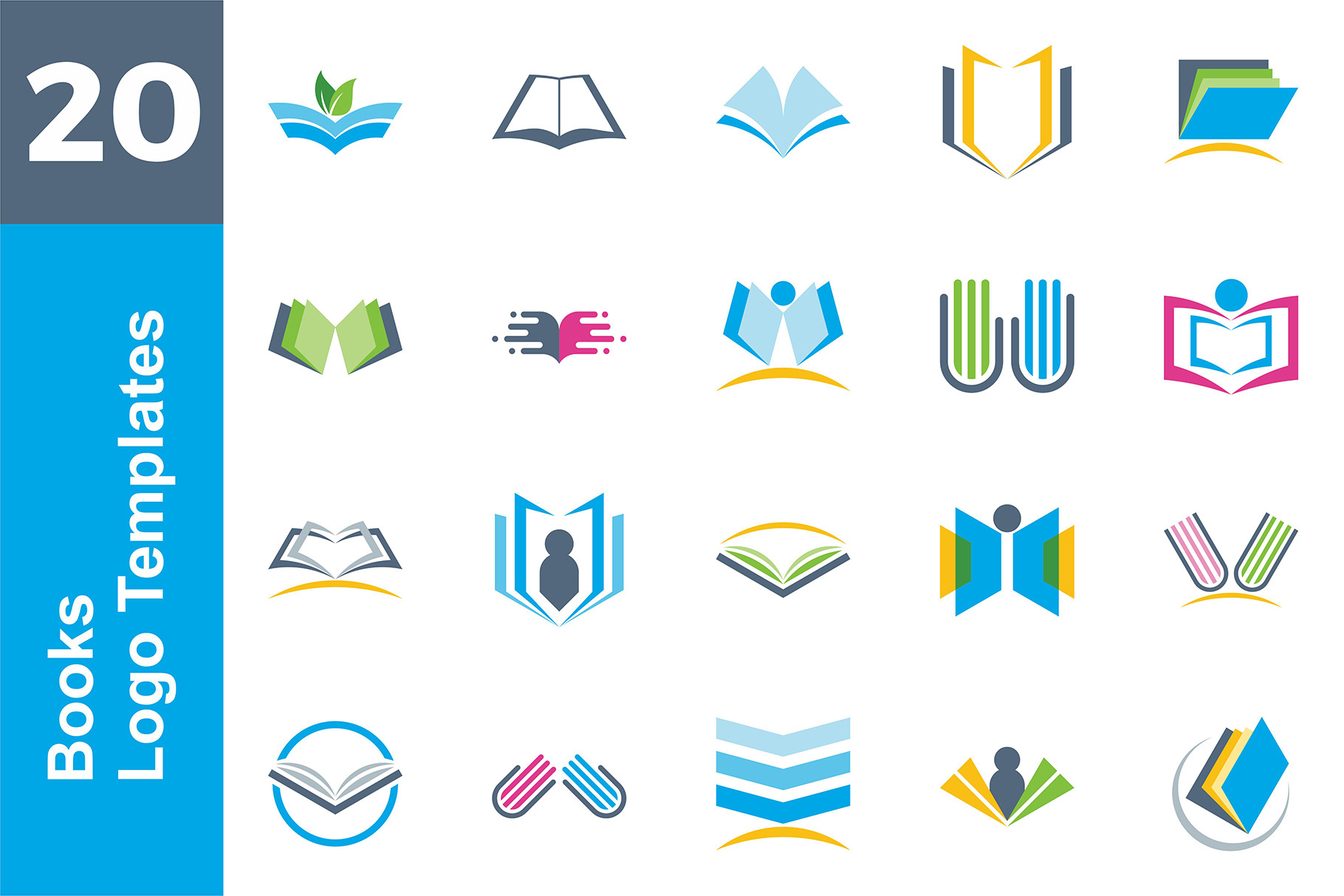20 Logo Books Template Bundle, a Branding & Logo Template by Acongraphic