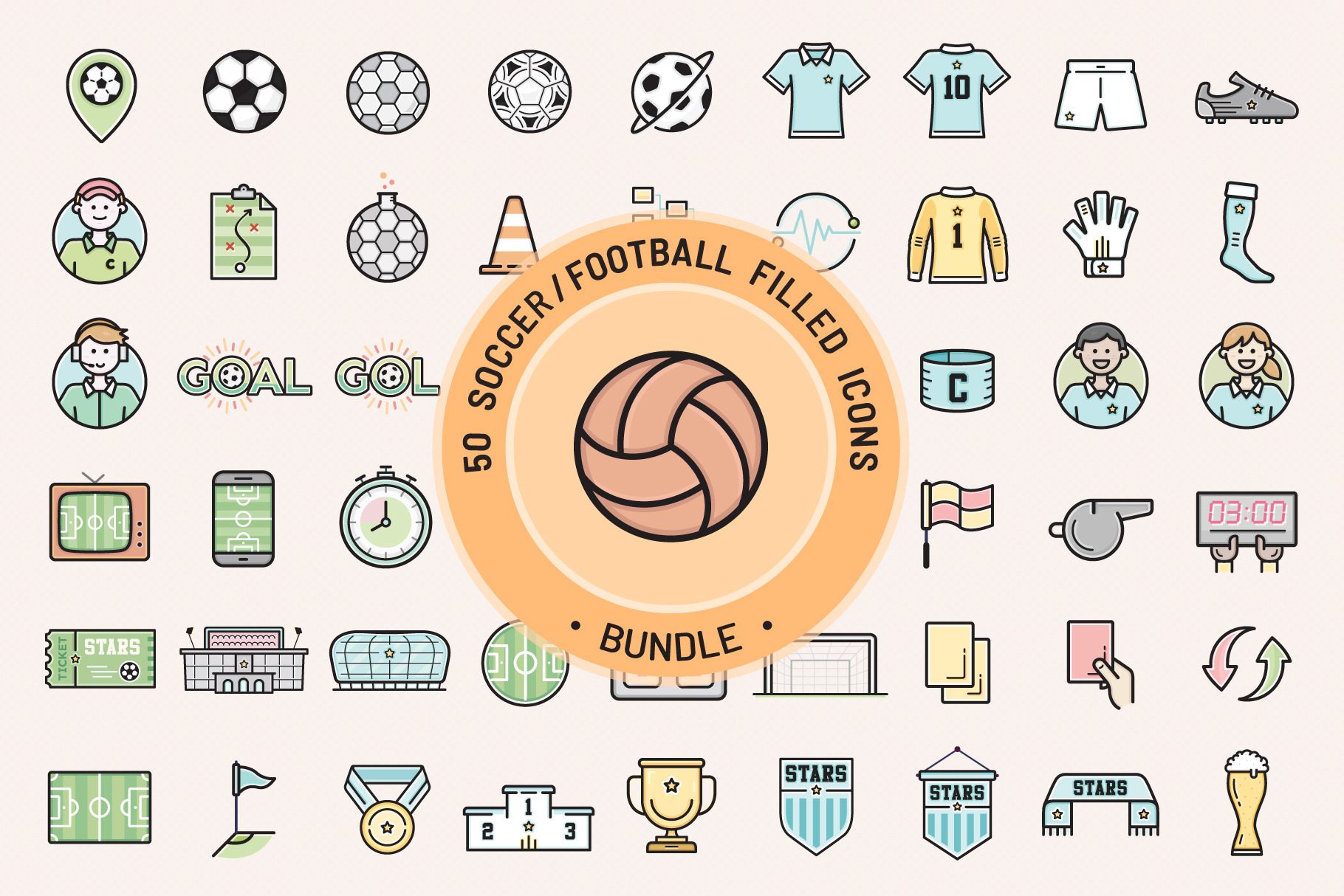 Soccer/Football Filled Icons BUNDLE, an Icon by Sargatal