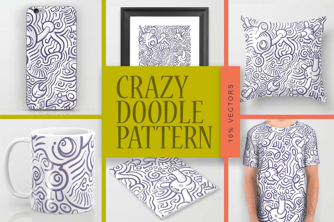 Vector Set: Crazy Doodle Lines, a Background Graphic by Savgraf