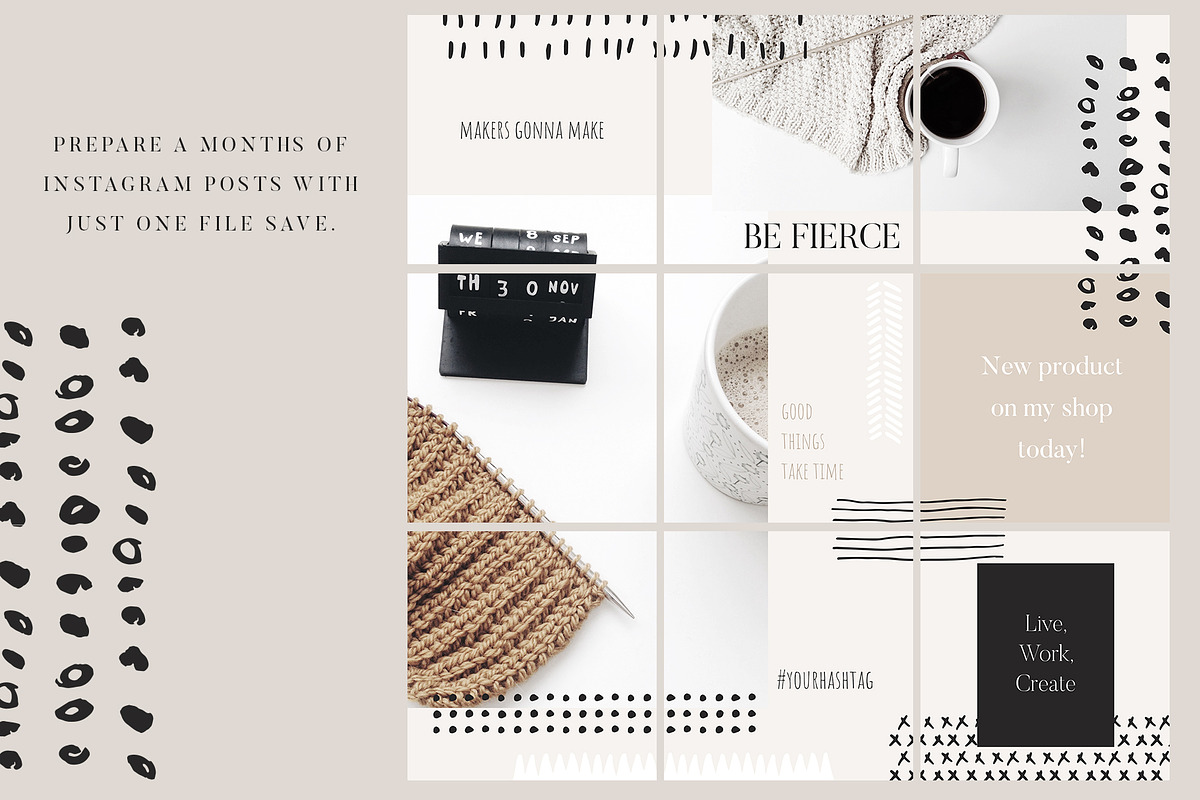 Instagram Puzzle Posts Templates Set