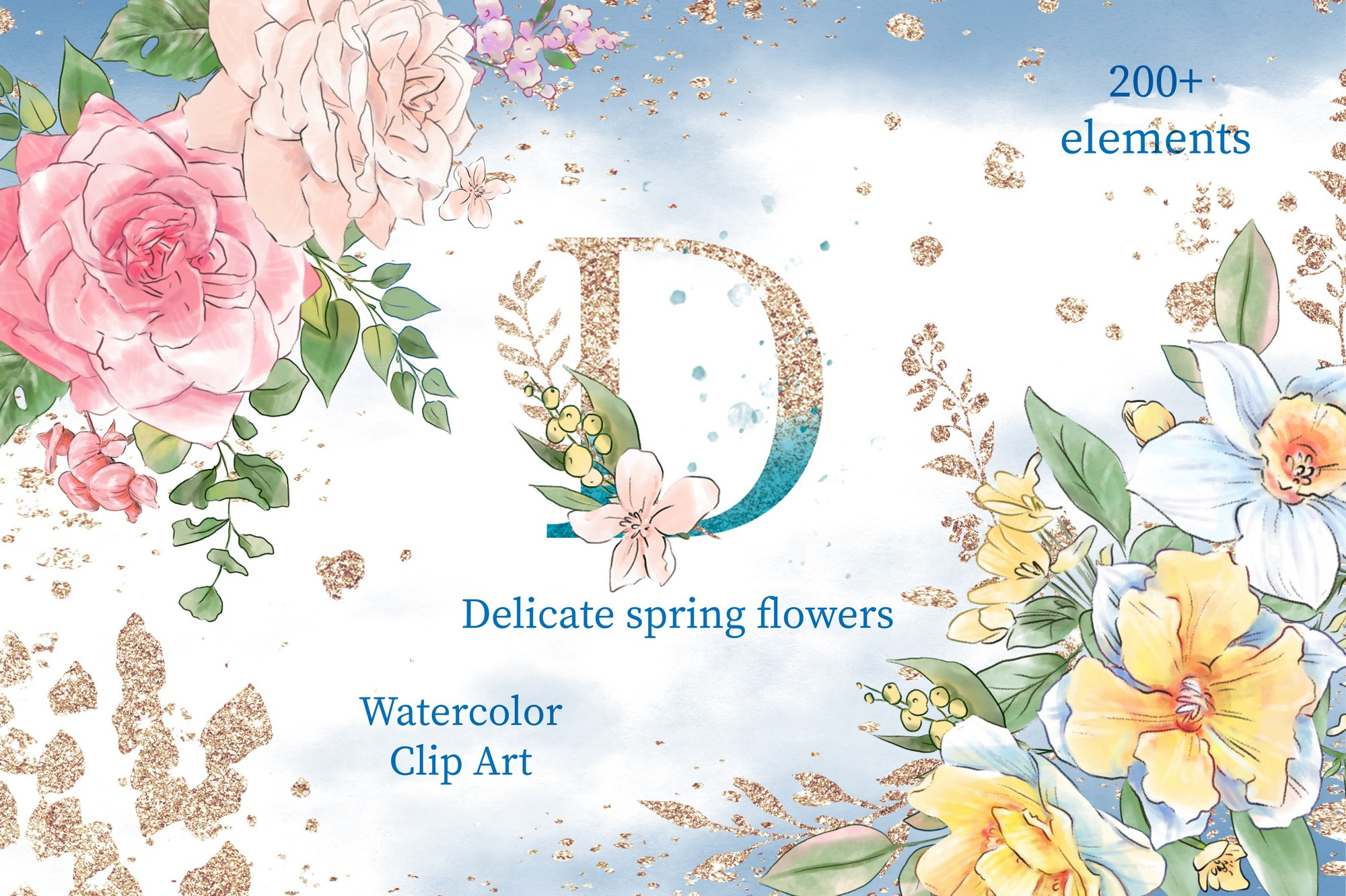 Delicate spring flowers, an Illustration by Yuliya Art