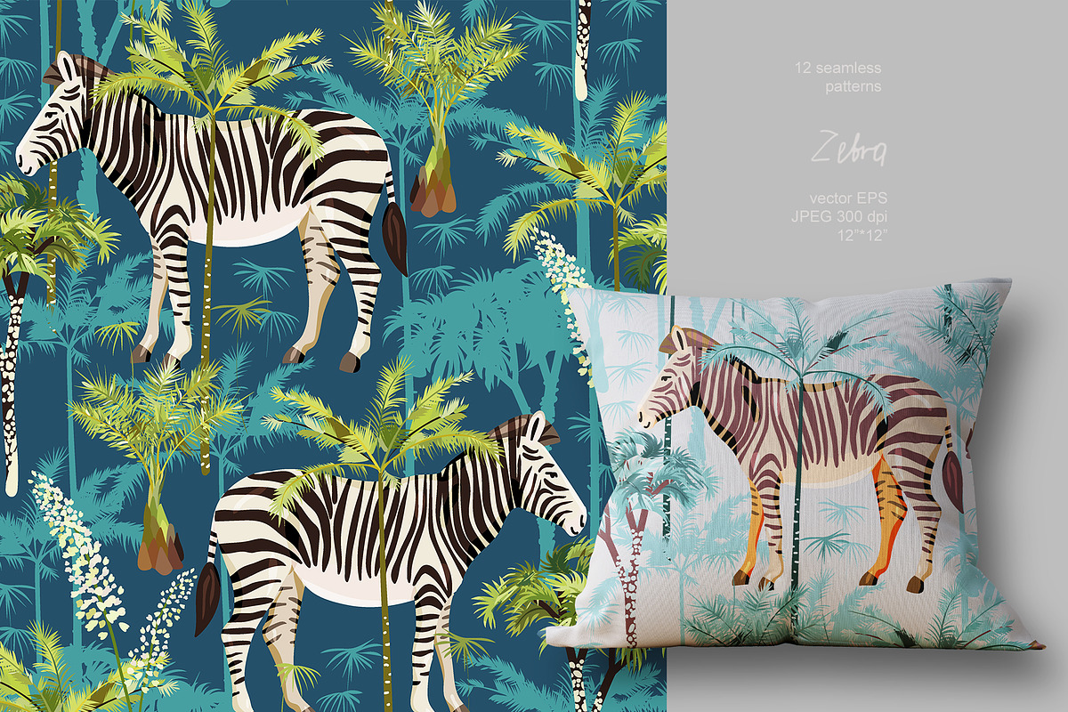 Zebra seamless vector set, a Pattern Graphic by PatternsBlooming ...