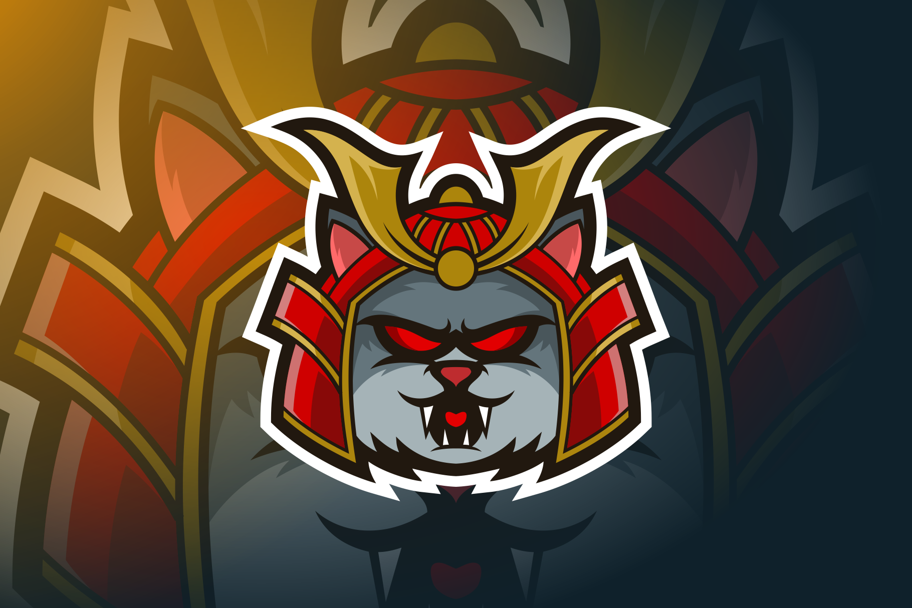 Samurai cat logo template, a Branding & Logo Template by TFamz