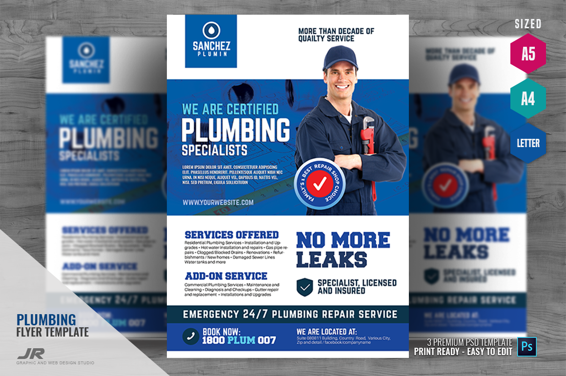 Plumbing Company Promotional Flyer, a Flyer Template by PSDPixel