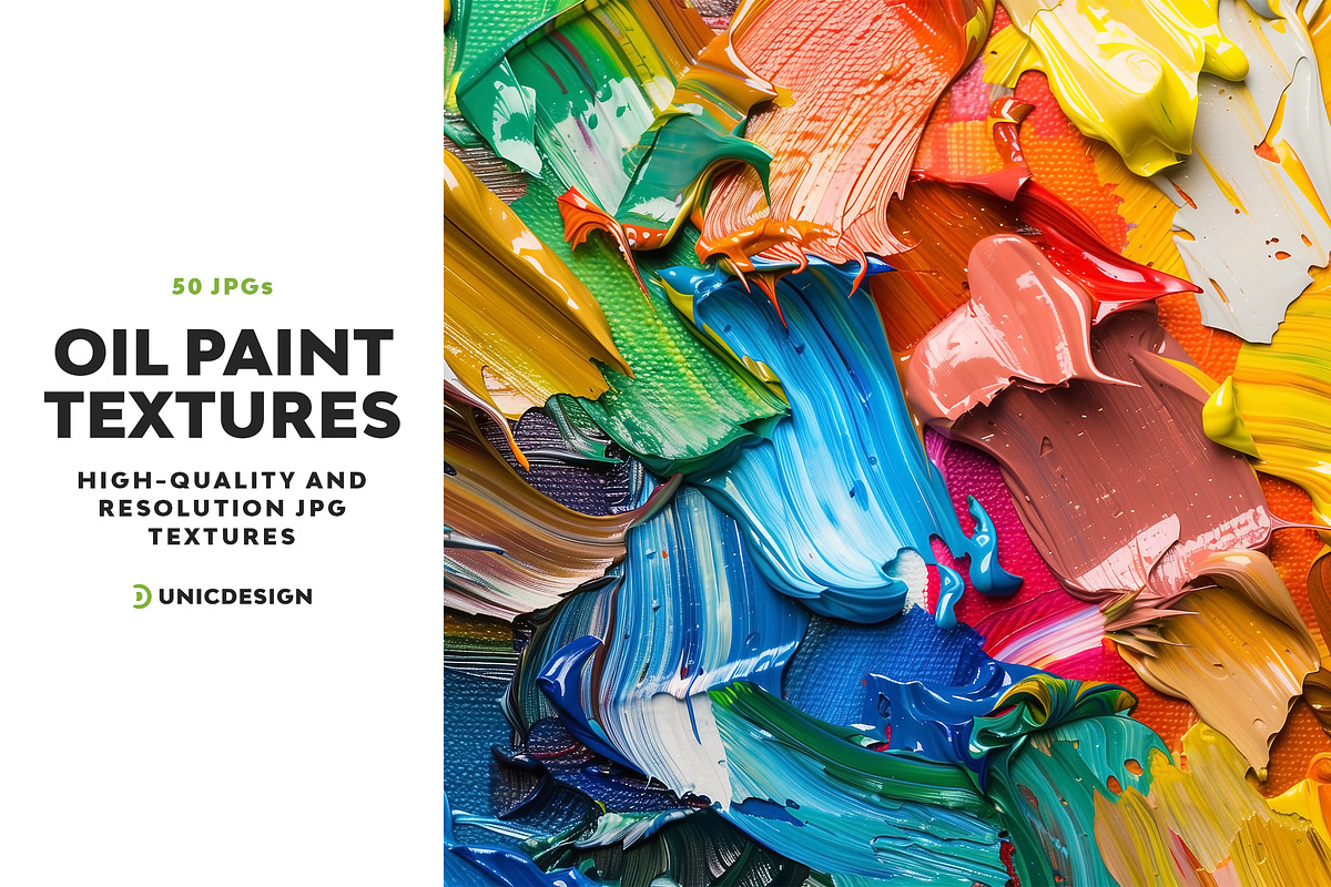 50 Oil Paint Textures, a Texture Graphic by UnicDesign