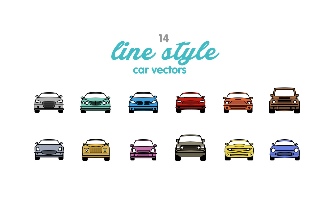 14 Line Style Car Vector, an Outline Icon by Pixellion