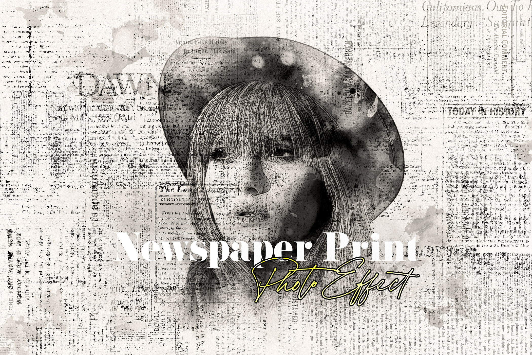 Newspaper Print Photo Effect, a Texture Graphic by Design Squad